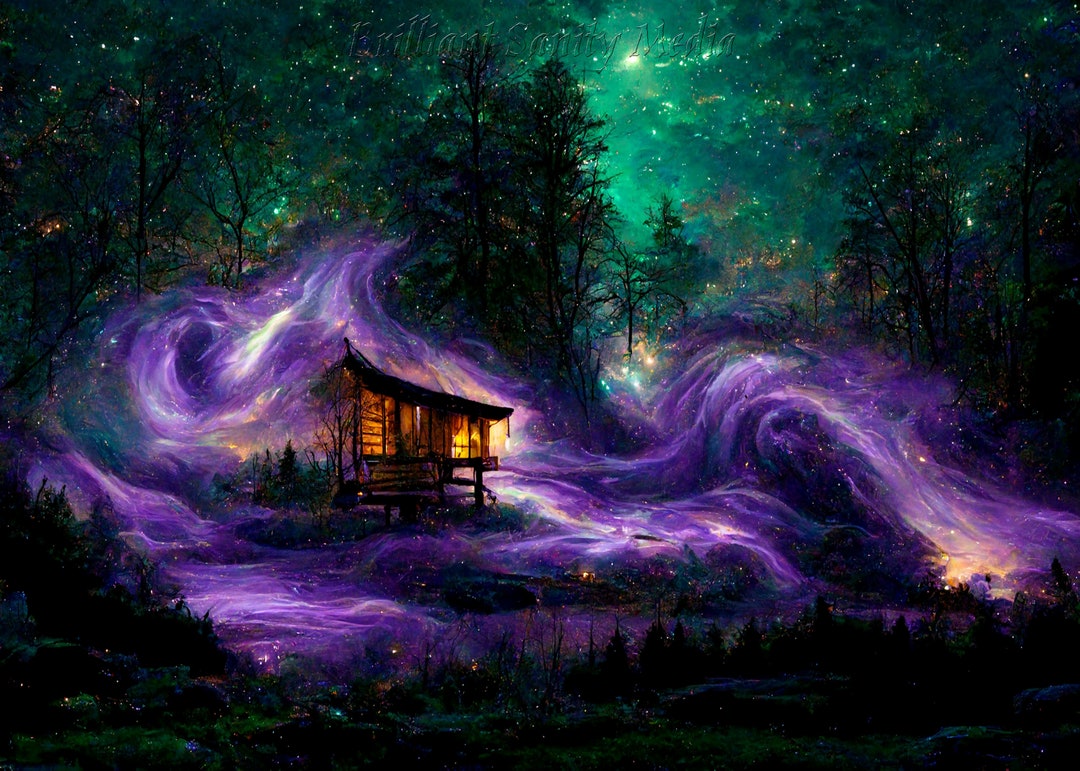 Little Cabin in the Cosmos Digital Print Downloadable Printable Home ...