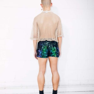 Mens Rave Shorts, Burning Man Shorts, Green Sequin Shorts, Festival ...