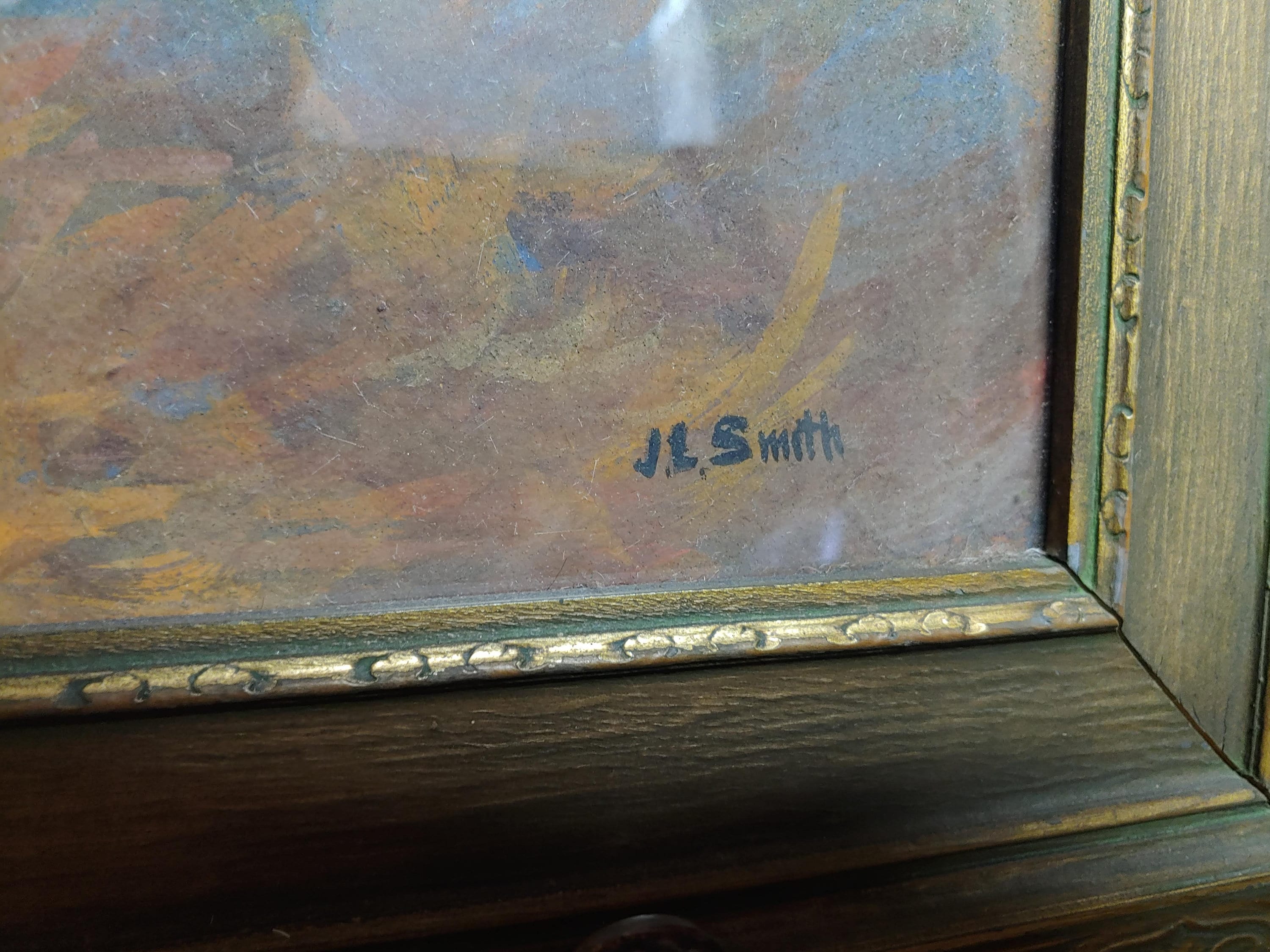 Fine Art - Signed J.L. Smith Antique 29.5" by 23.5" Framed Oil Painting ...