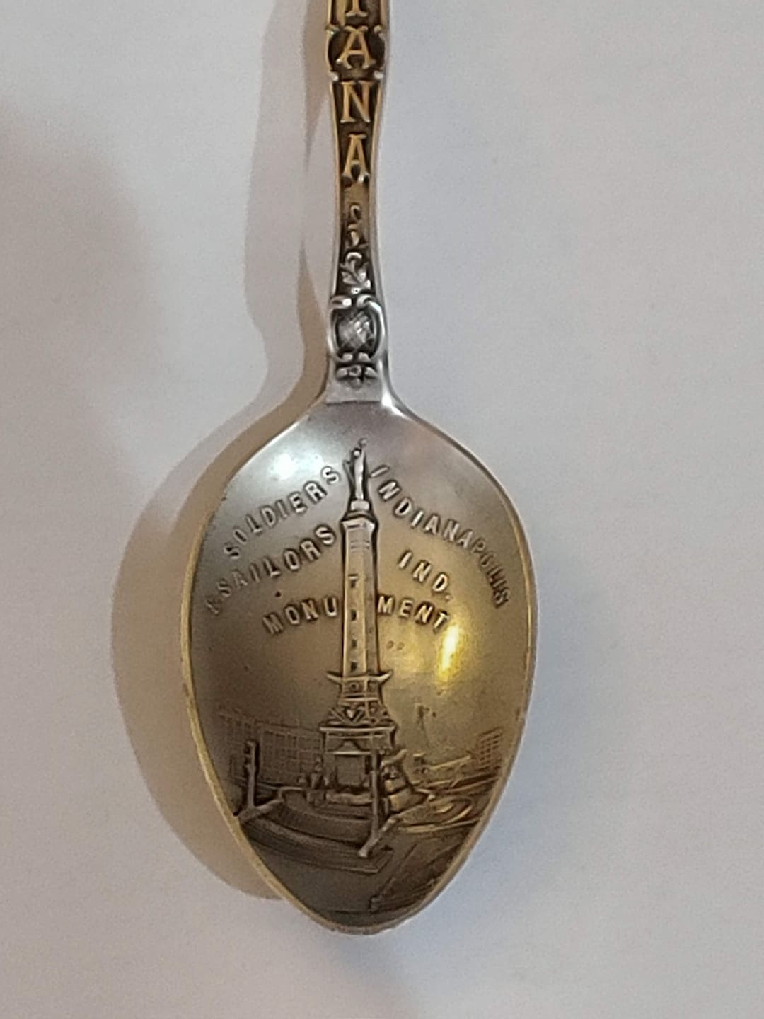Antique Sterling Silver Collectible Spoon Indiana W/ Soldiers & Sailors ...