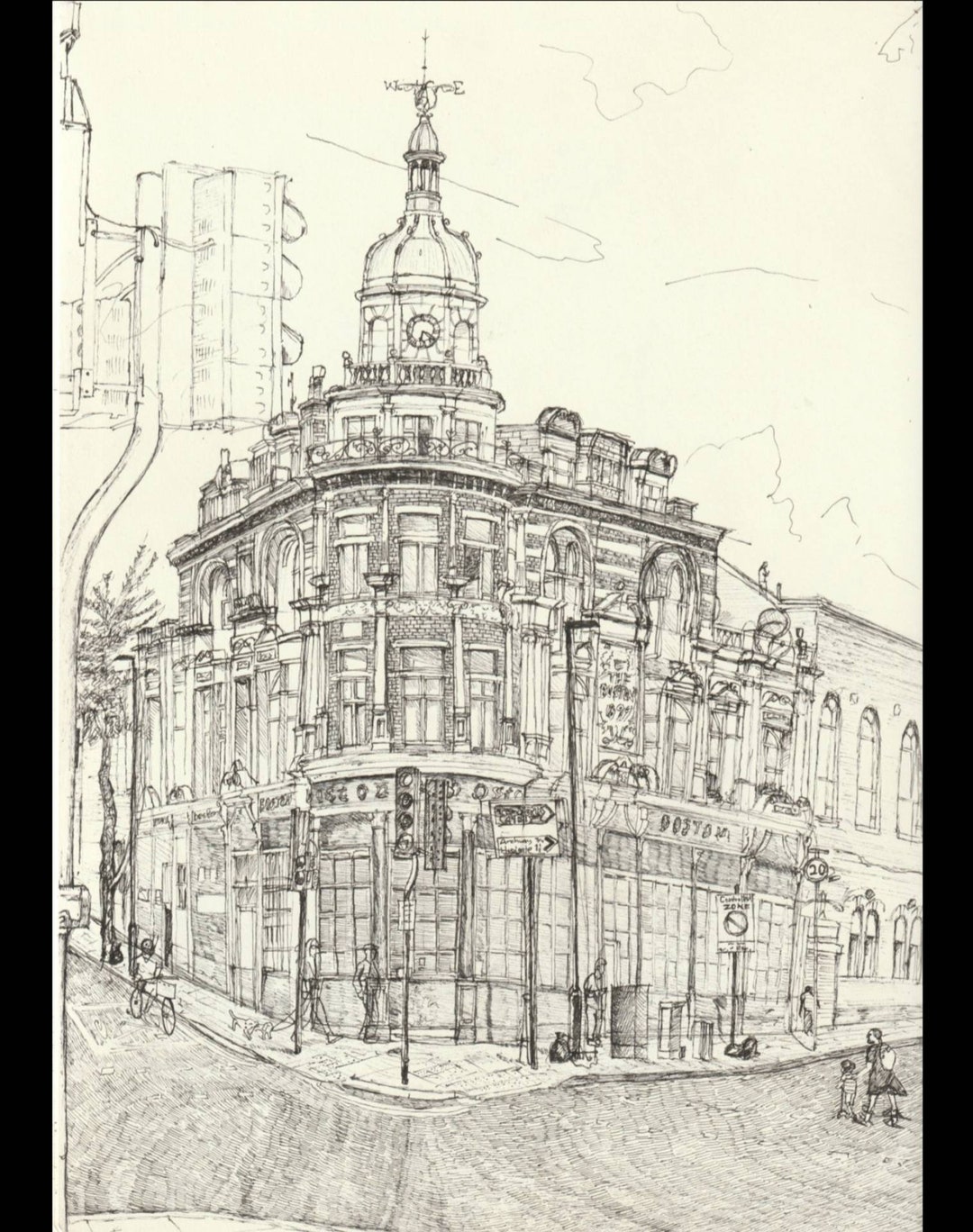 A4 Art Print, 'the Boston' Pub, Edition of 30, Digital Print, North ...