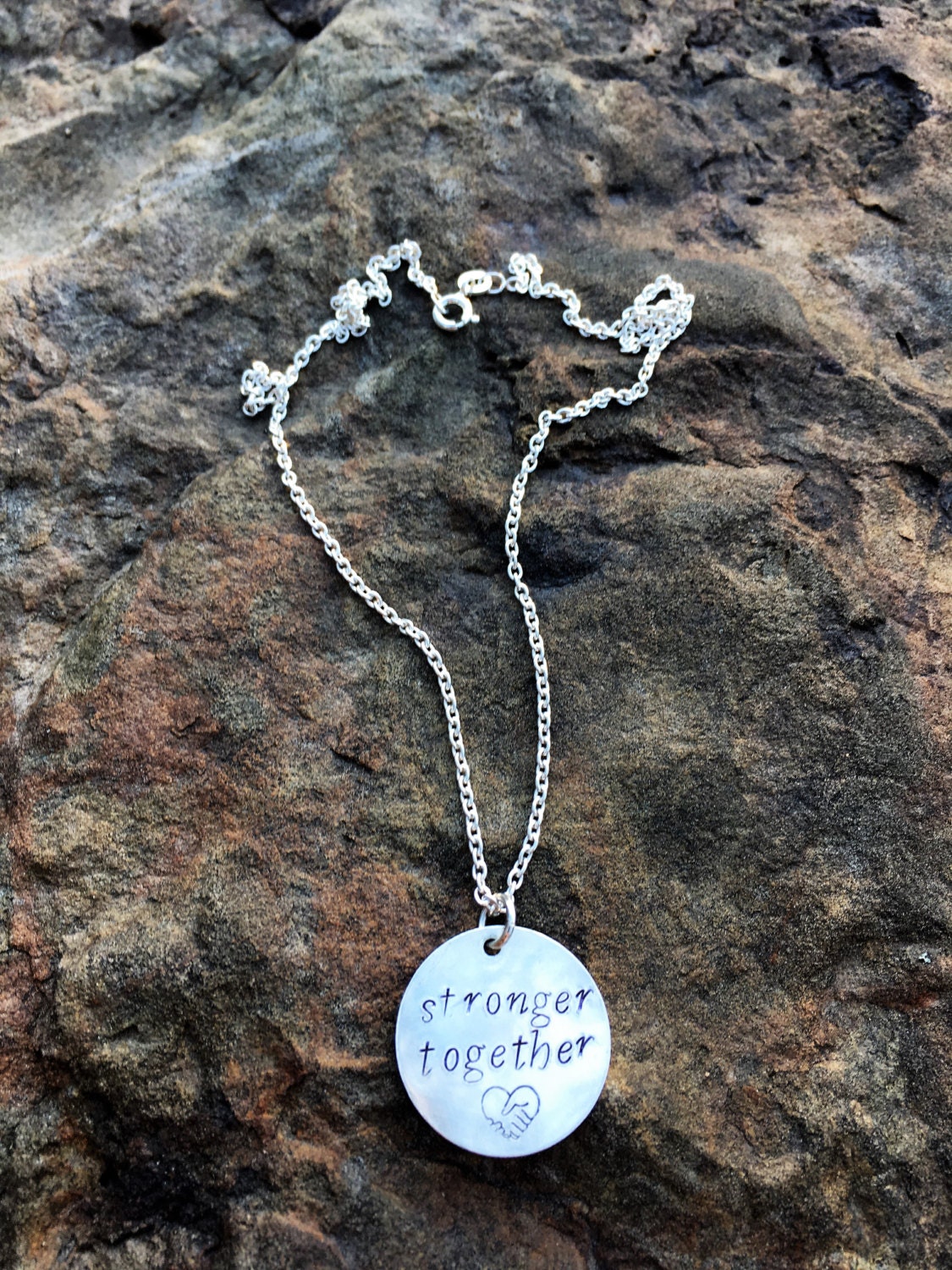 Pendant 'stronger Together' Hand Stamped Necklace. - Etsy