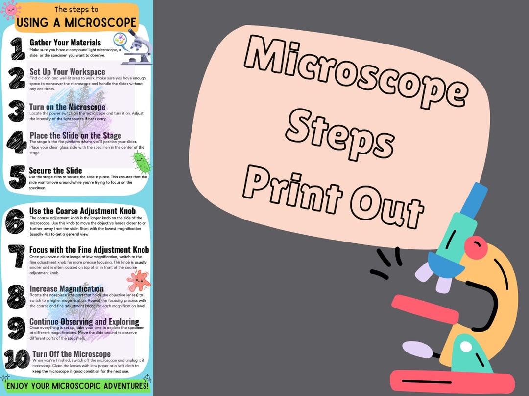 Steps to Using a Microscope Print Out - Etsy