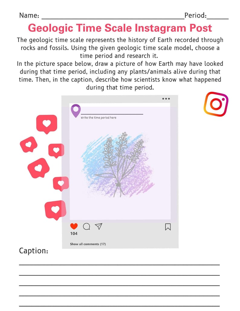 Geological Time Scale (GTS) Instagram Worksheet - Etsy