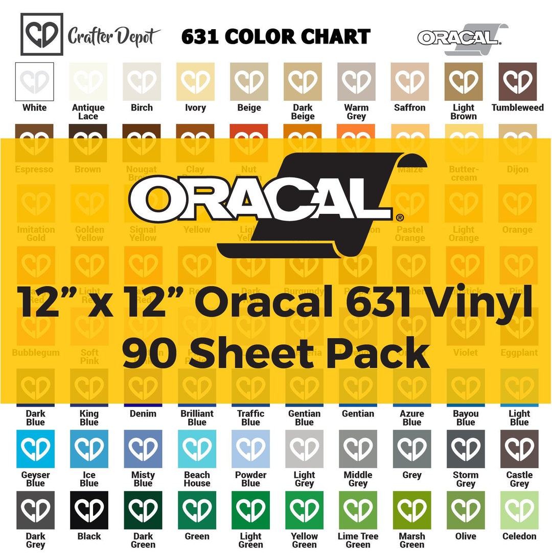 Oracal 631 Vinyl Pack 90 12 X 12 Vinyl Sheets, Vinyl Bundle, Vinyl ...