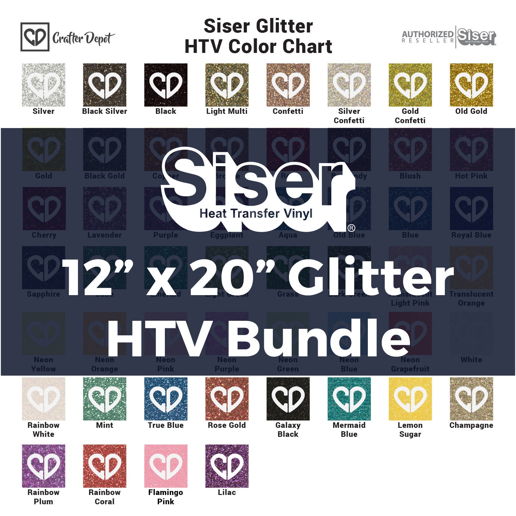Siser HTV Glitter Bundle 12x20 Heat Transfer - Etsy