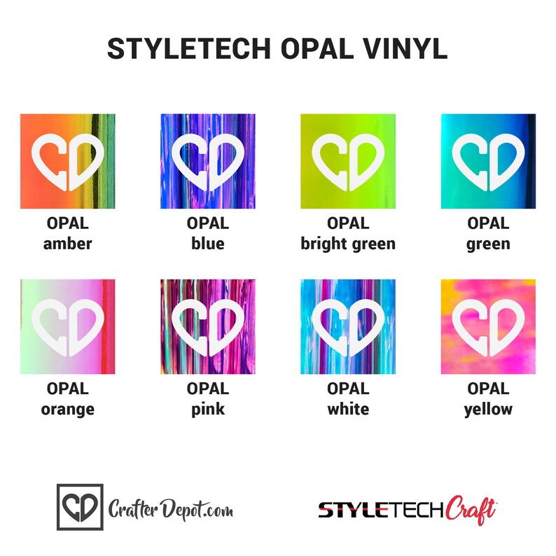 Styletech Opal Vinyl Sheets - 12"x12", Opal Vinyl, Iridescent Vinyl, Permanent Vinyl, Permanent ...