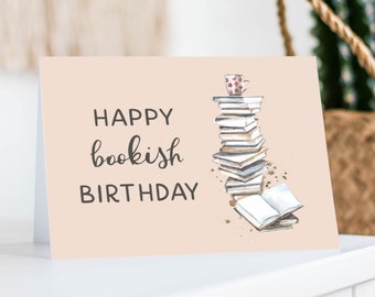 Birthday Card for Bookworm - Etsy