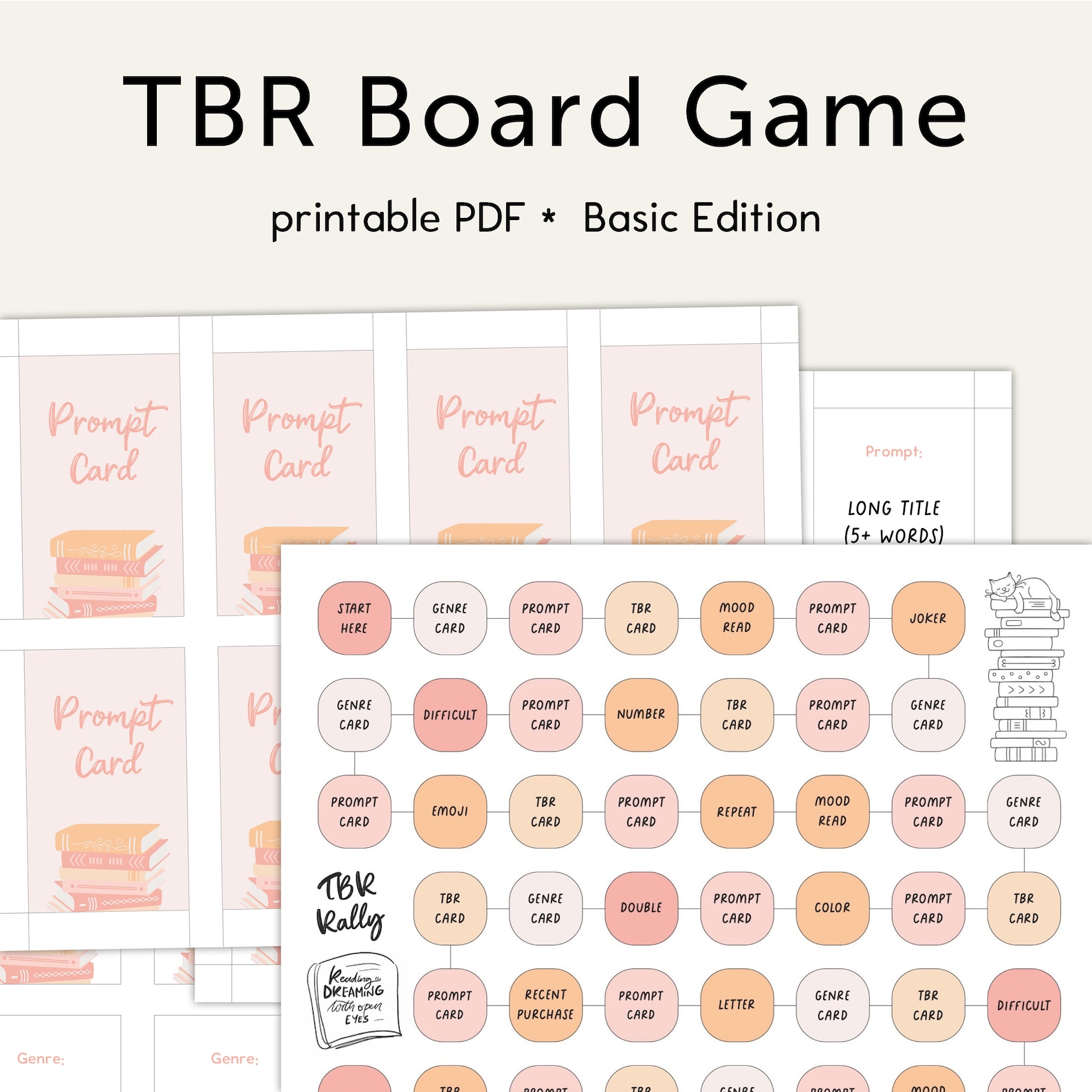 Printable TBR Board Game With Reading Prompts, Reading Challenge ...