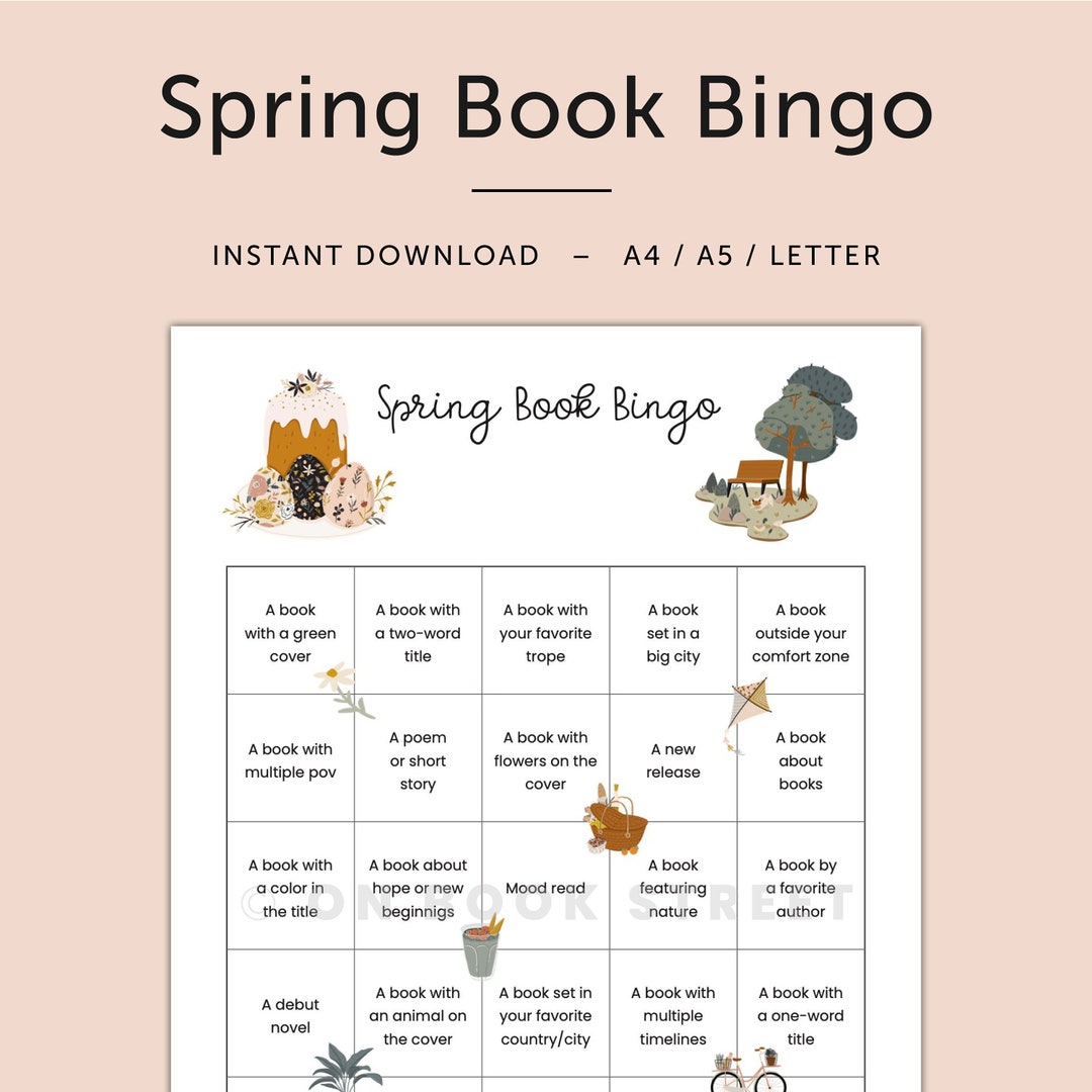 Spring Book Bingo Printable, TBR Game, Reading Prompts, What to Read ...