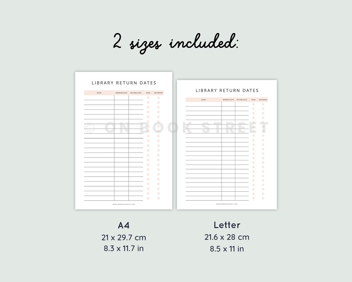 Printable Library Book Tracker With Return Dates, PDF DOWNLOAD - Etsy