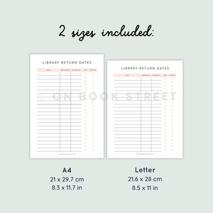 Printable Library Book Tracker With Return Dates, PDF DOWNLOAD - Etsy