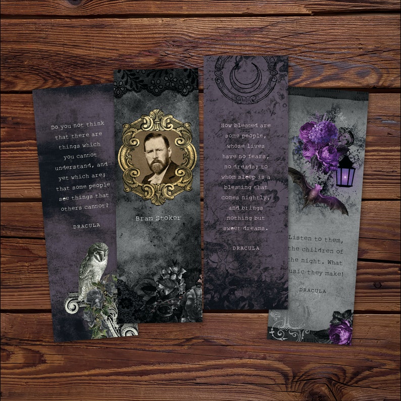 Dracula Printable Bookmark Set Bram Stoker Gothic Horror | Etsy