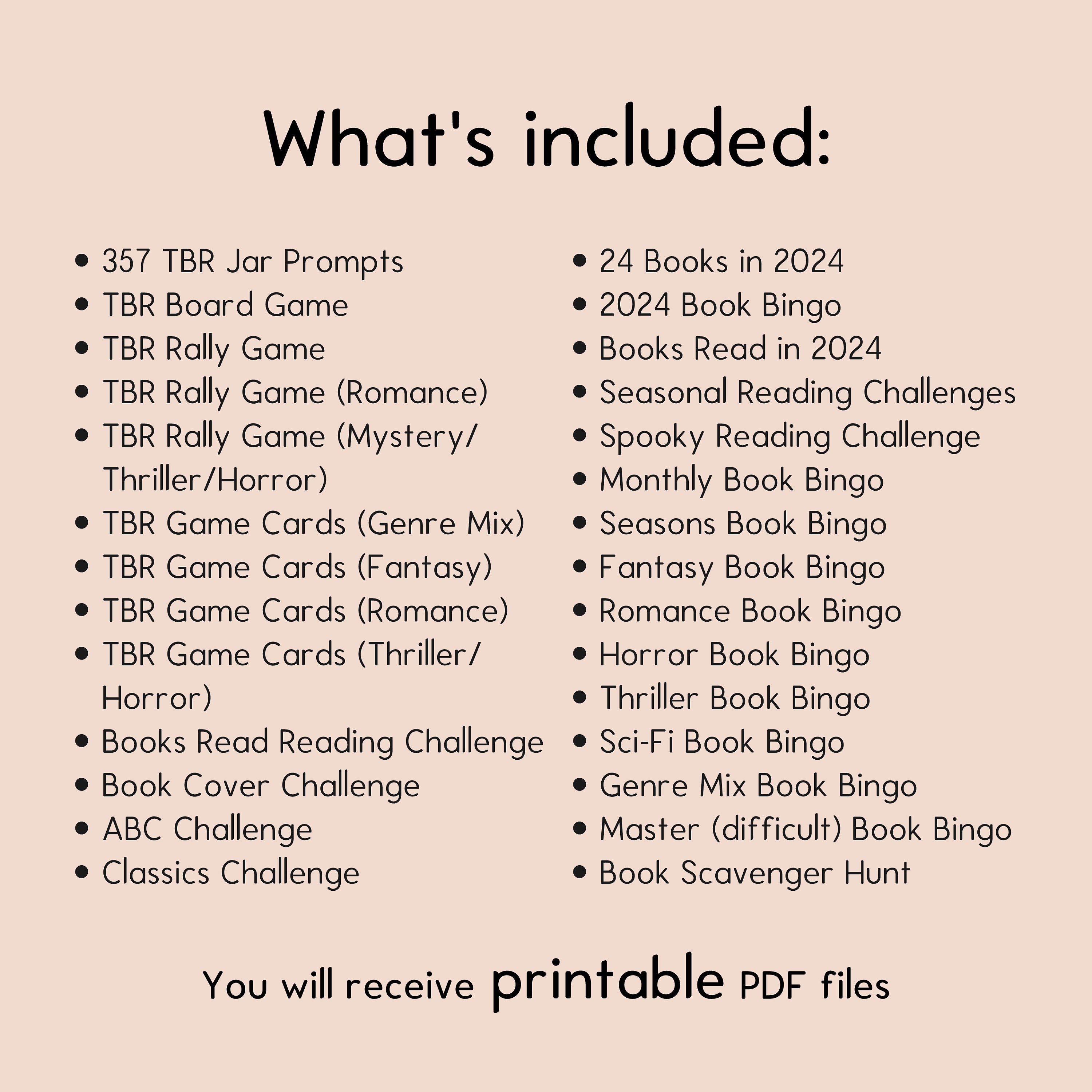 TBR Games & Reading Challenges Printable Bundle, What to Read Next, PDF ...