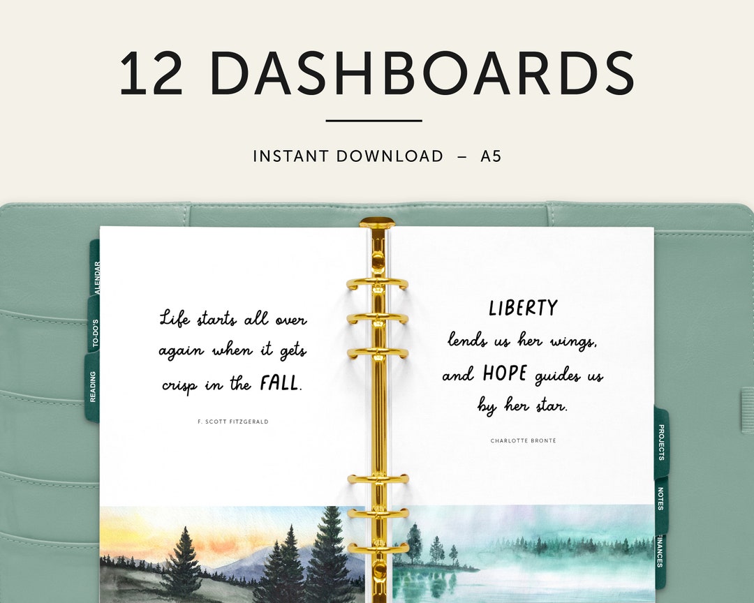 Planner Dashboard With Literature Quotes, Planner Pages, Planner ...