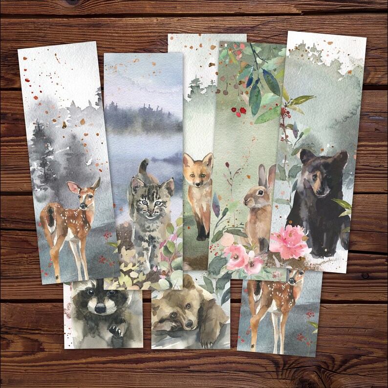 Printable Bookmarks With Woodland Animals & Wildlife Art - Etsy
