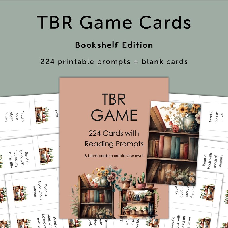 TBR Game Printable Cards With Reading Prompts Bookshelf - Etsy