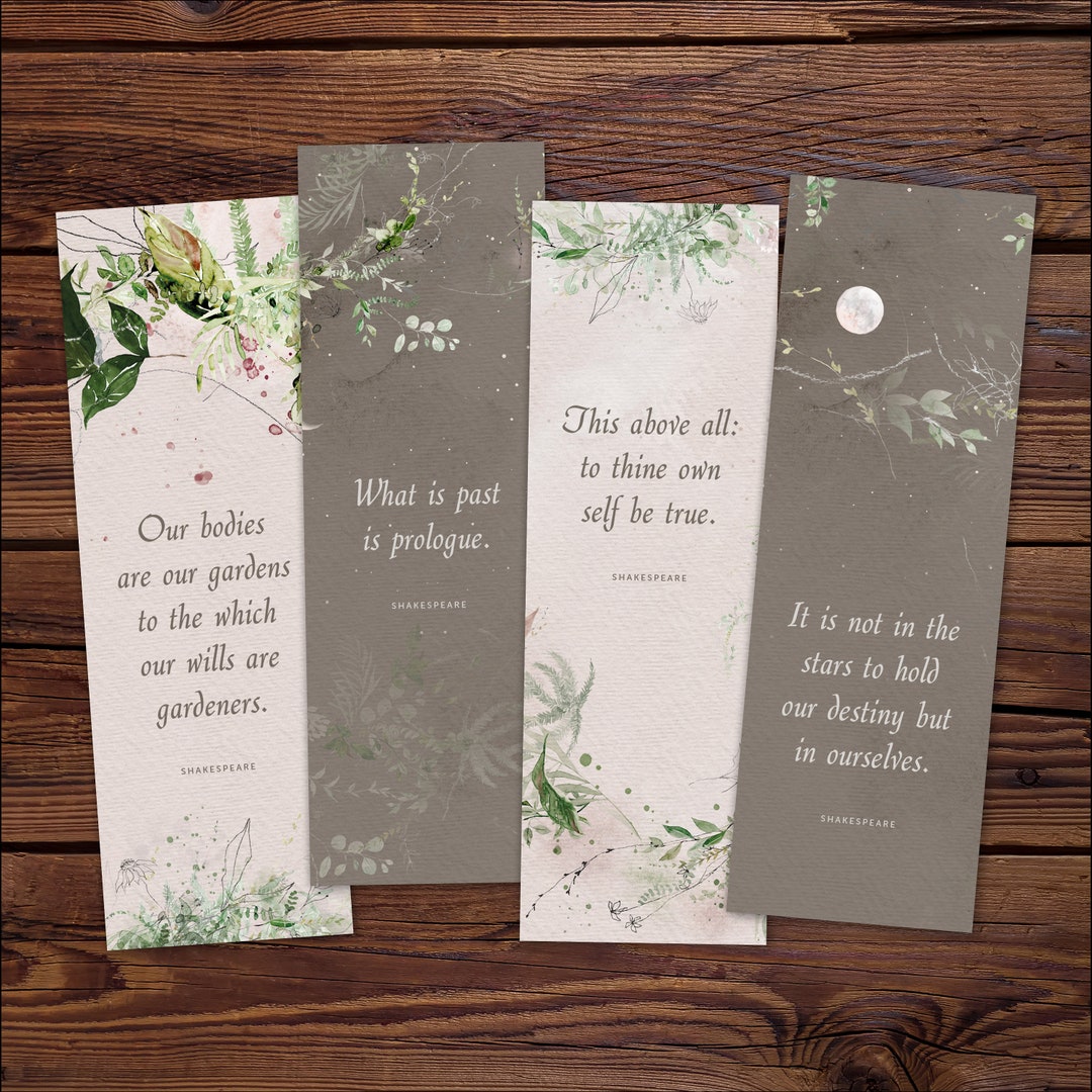Shakespeare Bookmarks With Quotes, Inspirational Literary Gifts ...