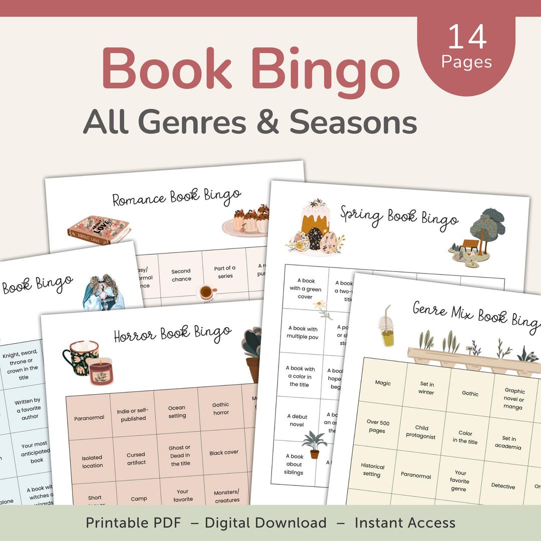 Book Bingo Bundle, Printable TBR Game, Reading Prompts, What to Read ...