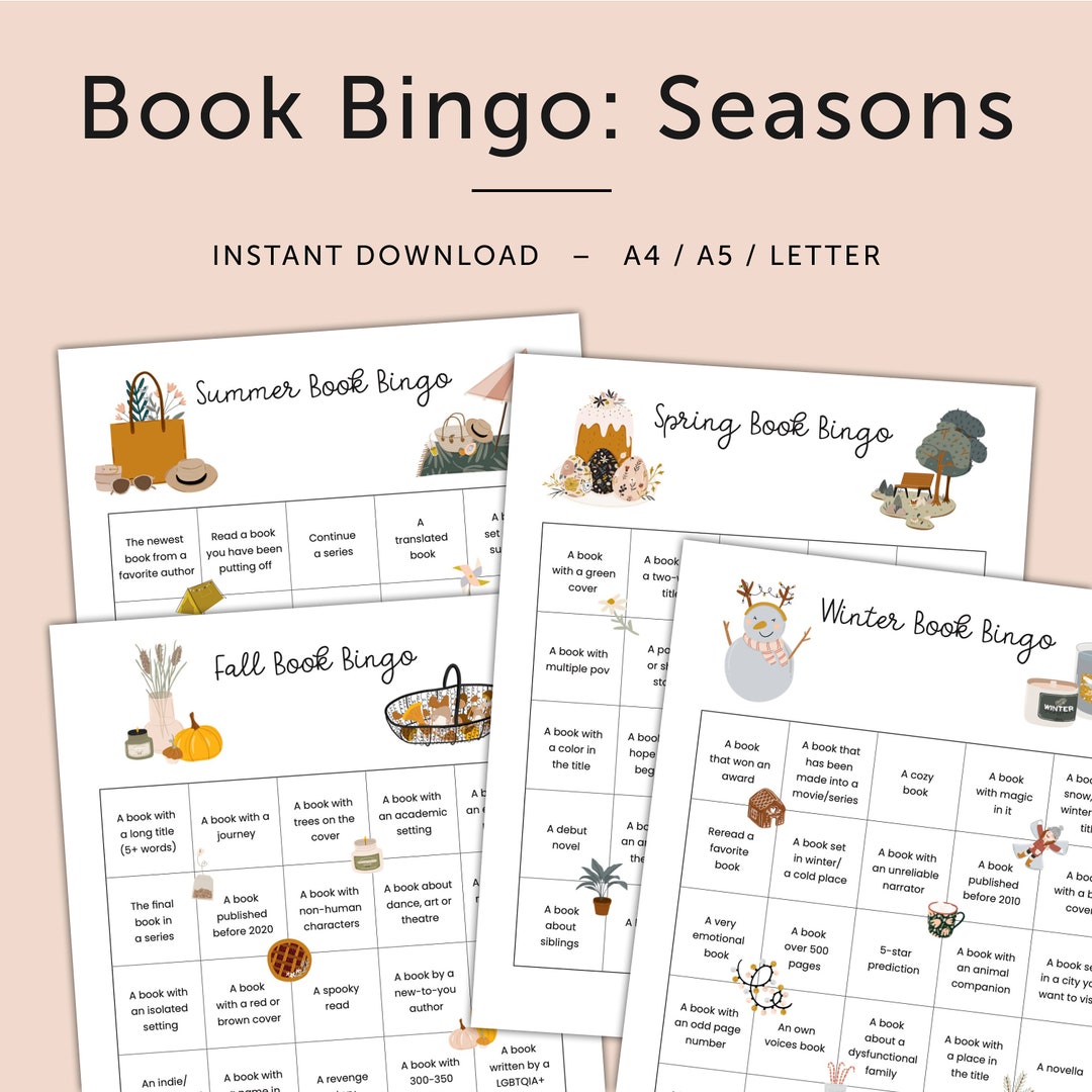 Book Bingo Printable, Seasons TBR Game, Reading Prompts, What to Read ...