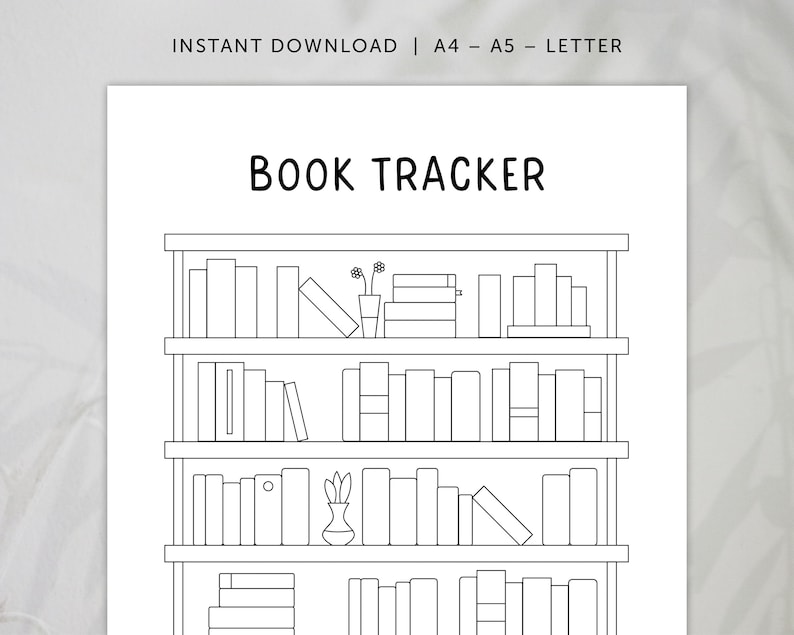 Bookshelf Tracker, Printable Reading Log, PDF DOWNLOAD - Etsy