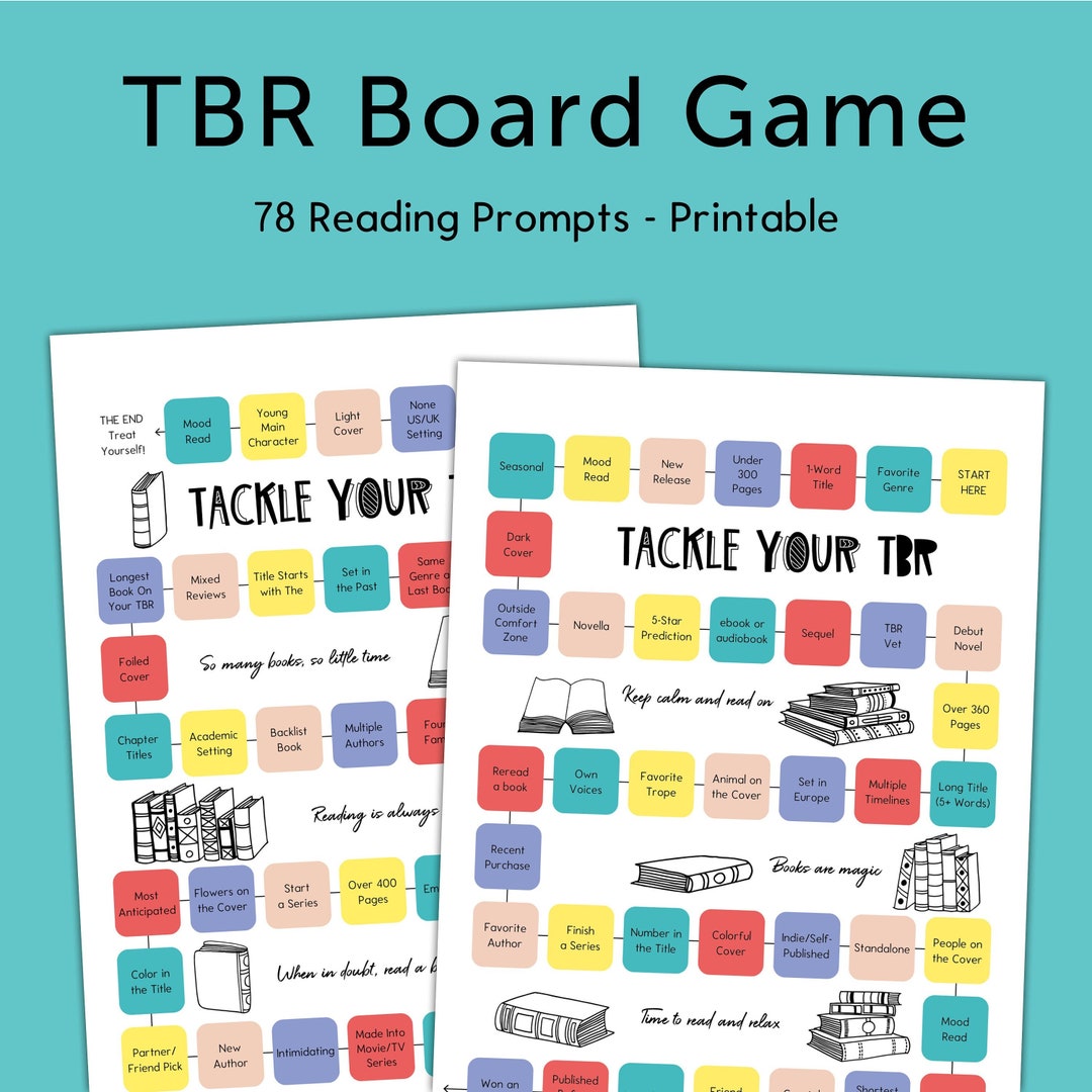 Printable TBR Board Game With Reading Prompts, Reading Challenge ...