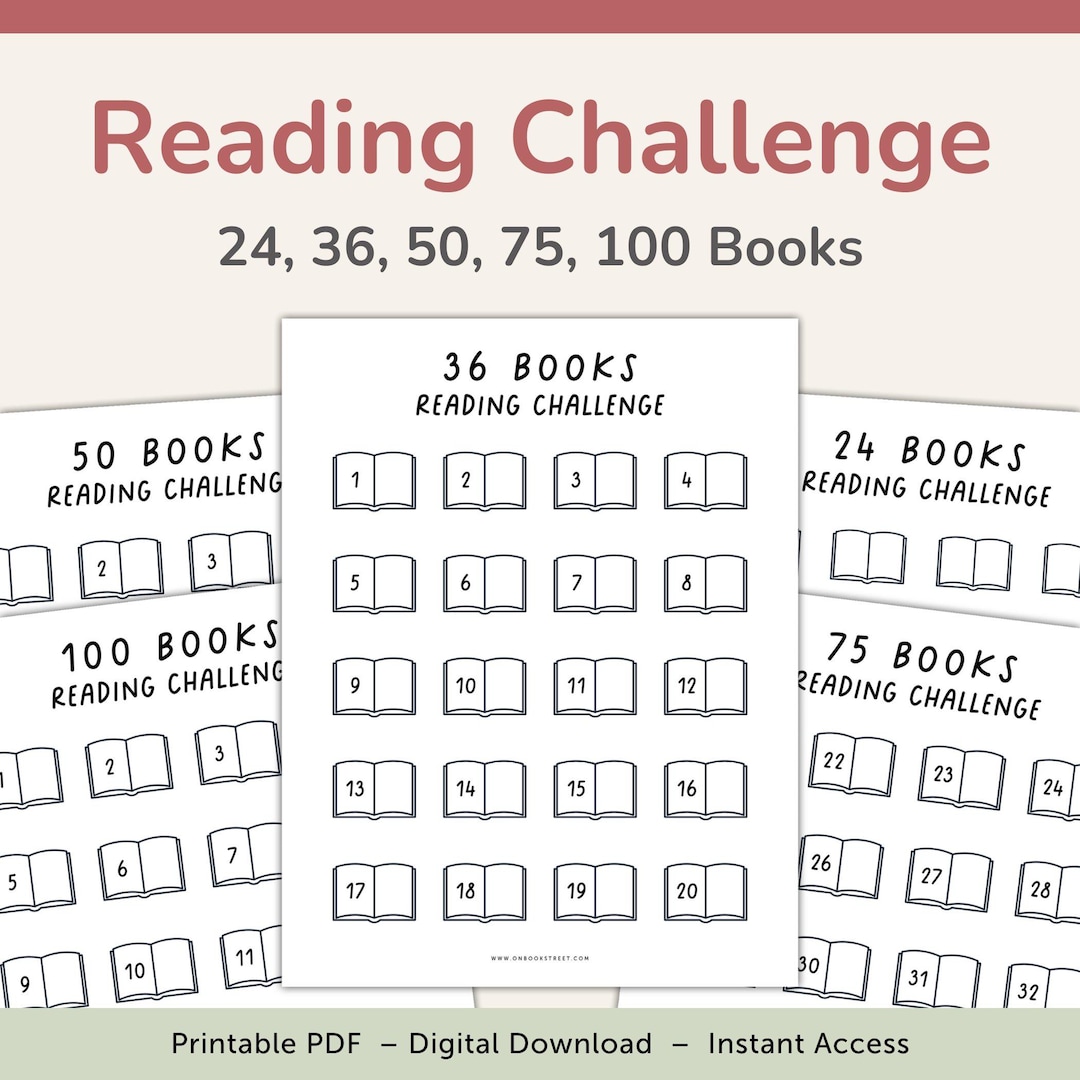 Printable Reading Challenge Templates, 24/36/50/75/100 Books to Read ...