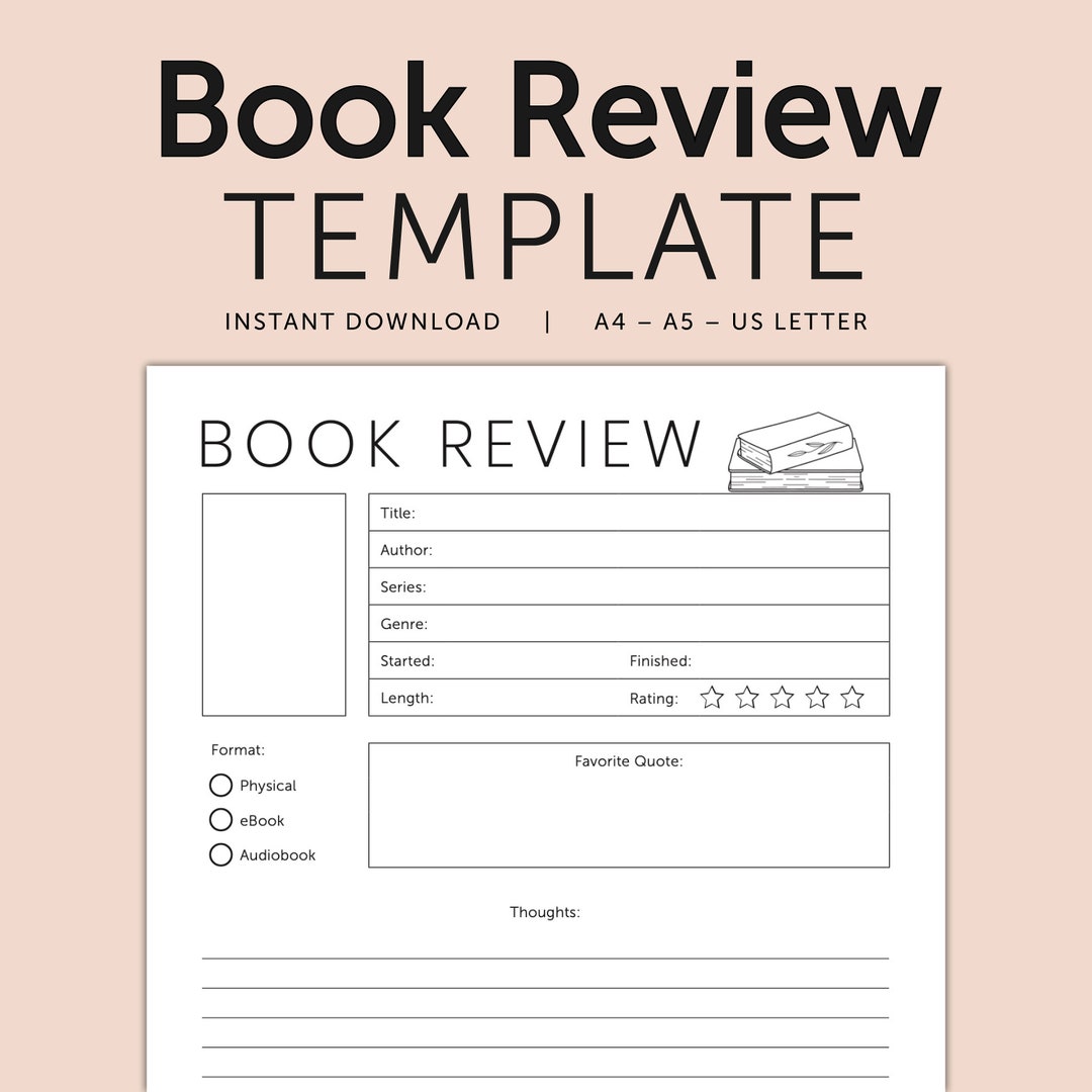 Book Review Template, Reading Journal, PDF DOWNLOAD - Etsy