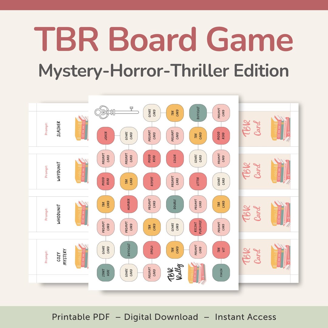 Printable Thriller TBR Board Game With Reading Prompts, Reading ...