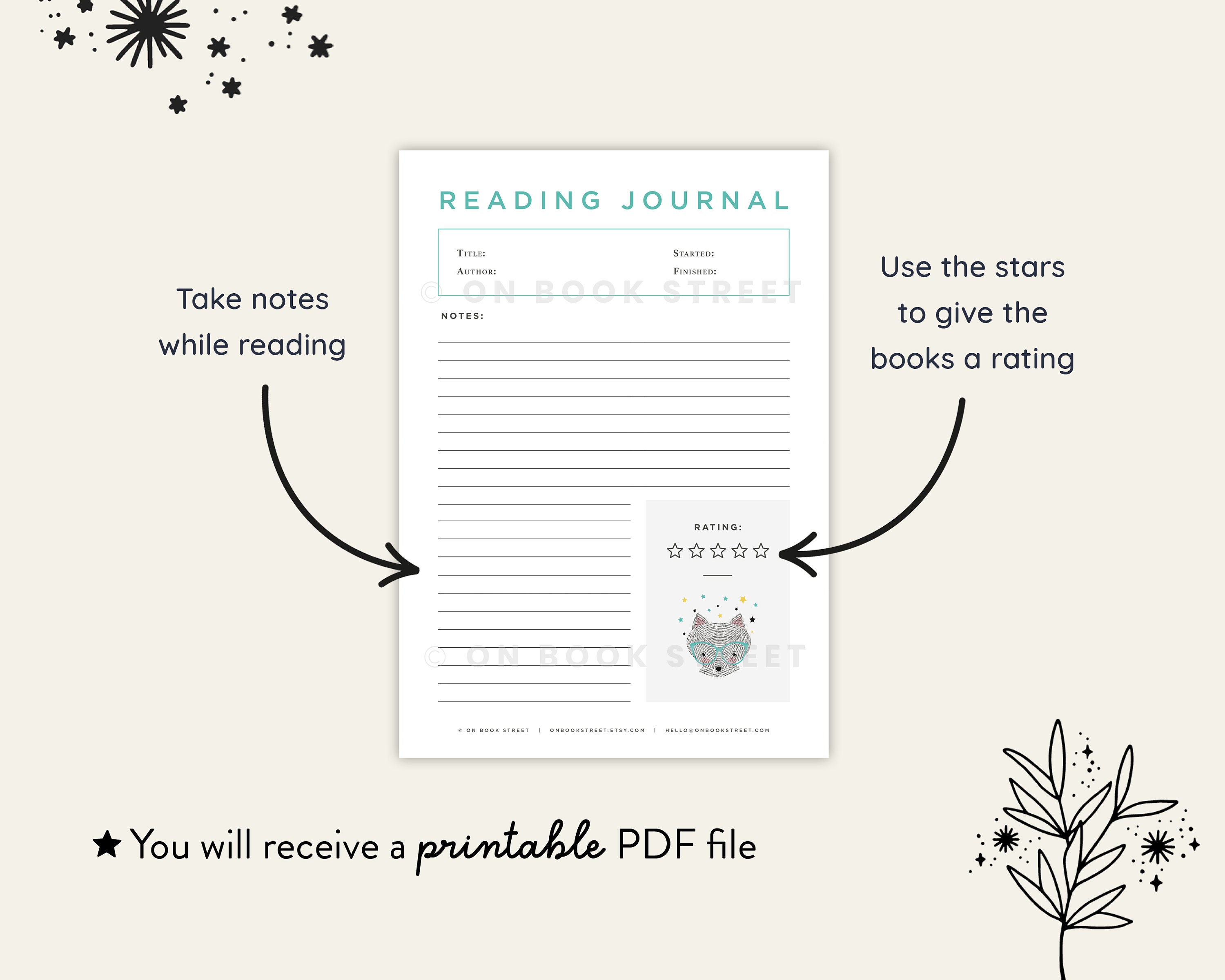 Printable Reading Journal Reading Diary Book Review Bookish Printables ...