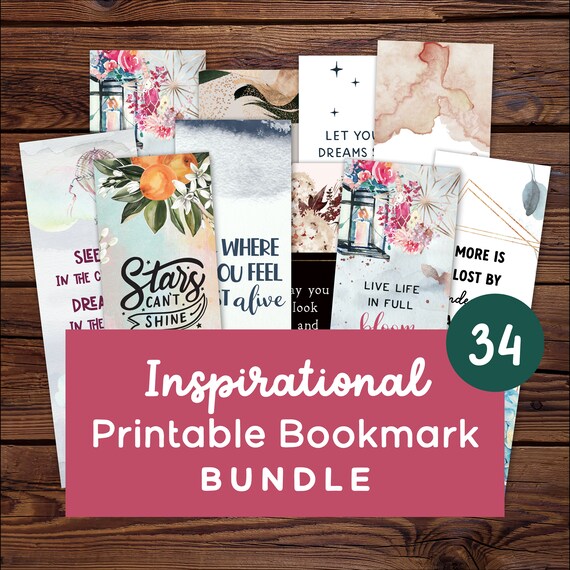 Printable Bookmarks With Inspirational Quotes Bundle of 34 - Etsy