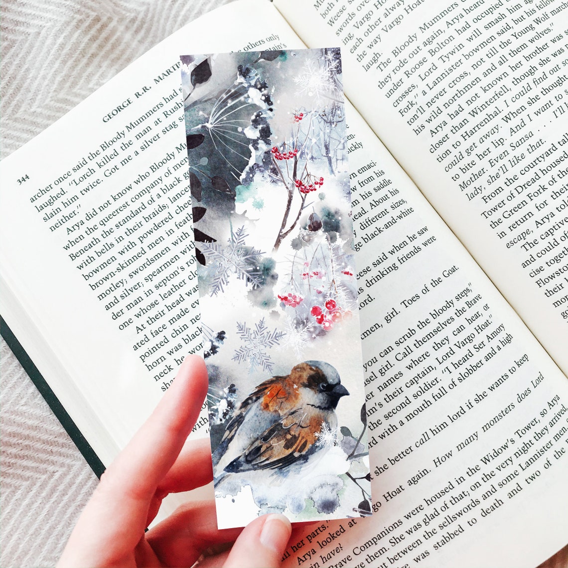 Bird Bookmark Printable Winter Bookmark for Books Book Lover - Etsy