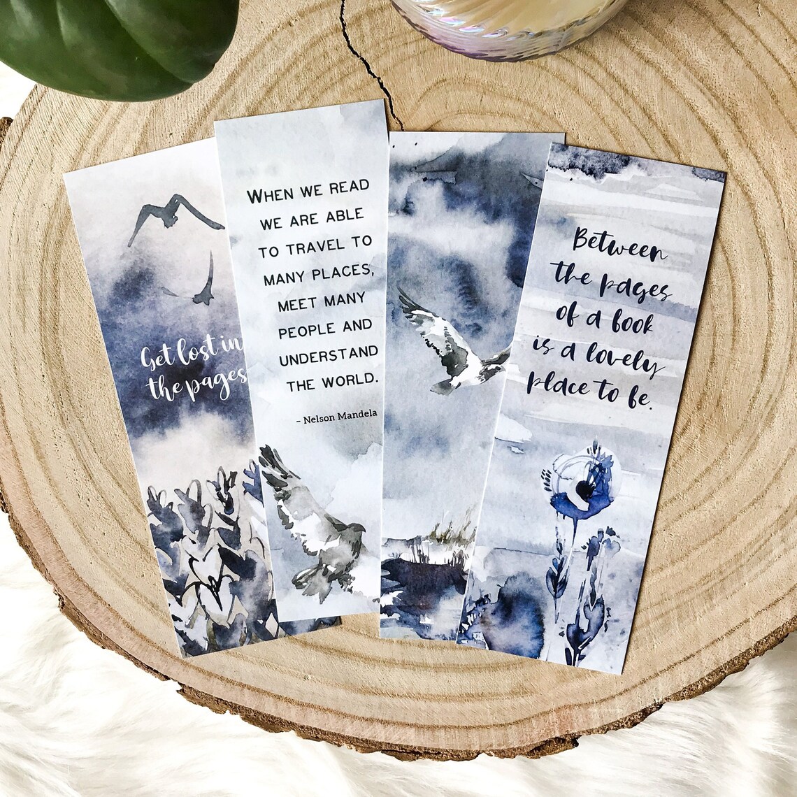 Printable Bookmarks Watercolor Birds With Bookish Quotes | Etsy