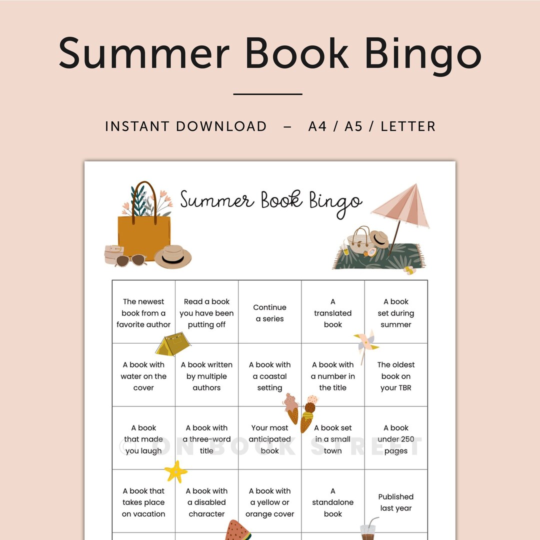 Summer Book Bingo Printable, TBR Game, Summer Reading Prompts, What to ...
