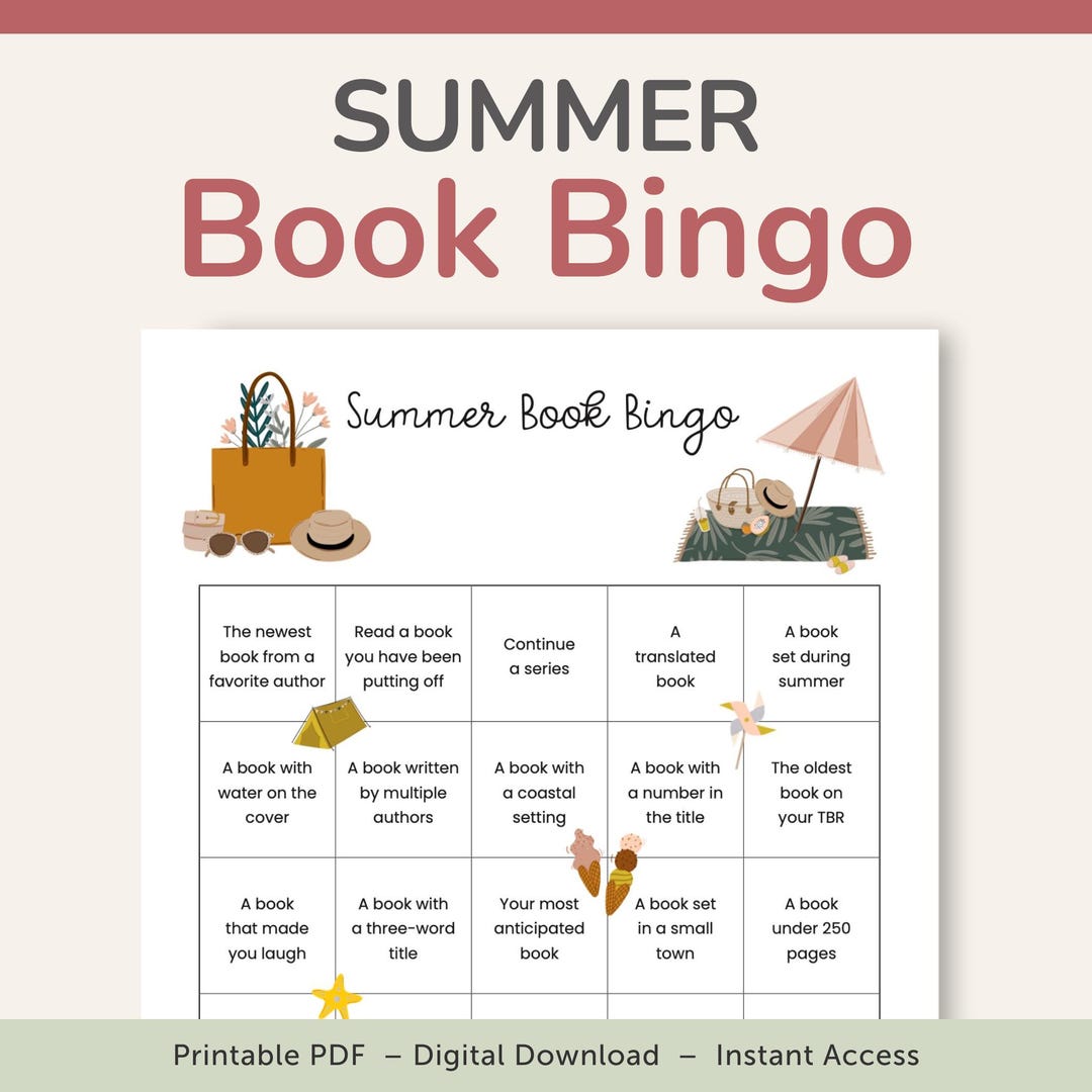 Summer Book Bingo Printable, TBR Game, Summer Reading Prompts, What to ...