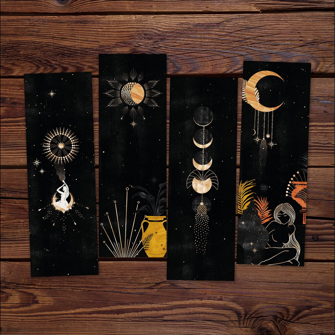 Celestial Printable Bookmark Set, Goddess Moon Phases Art, Book Lover ...