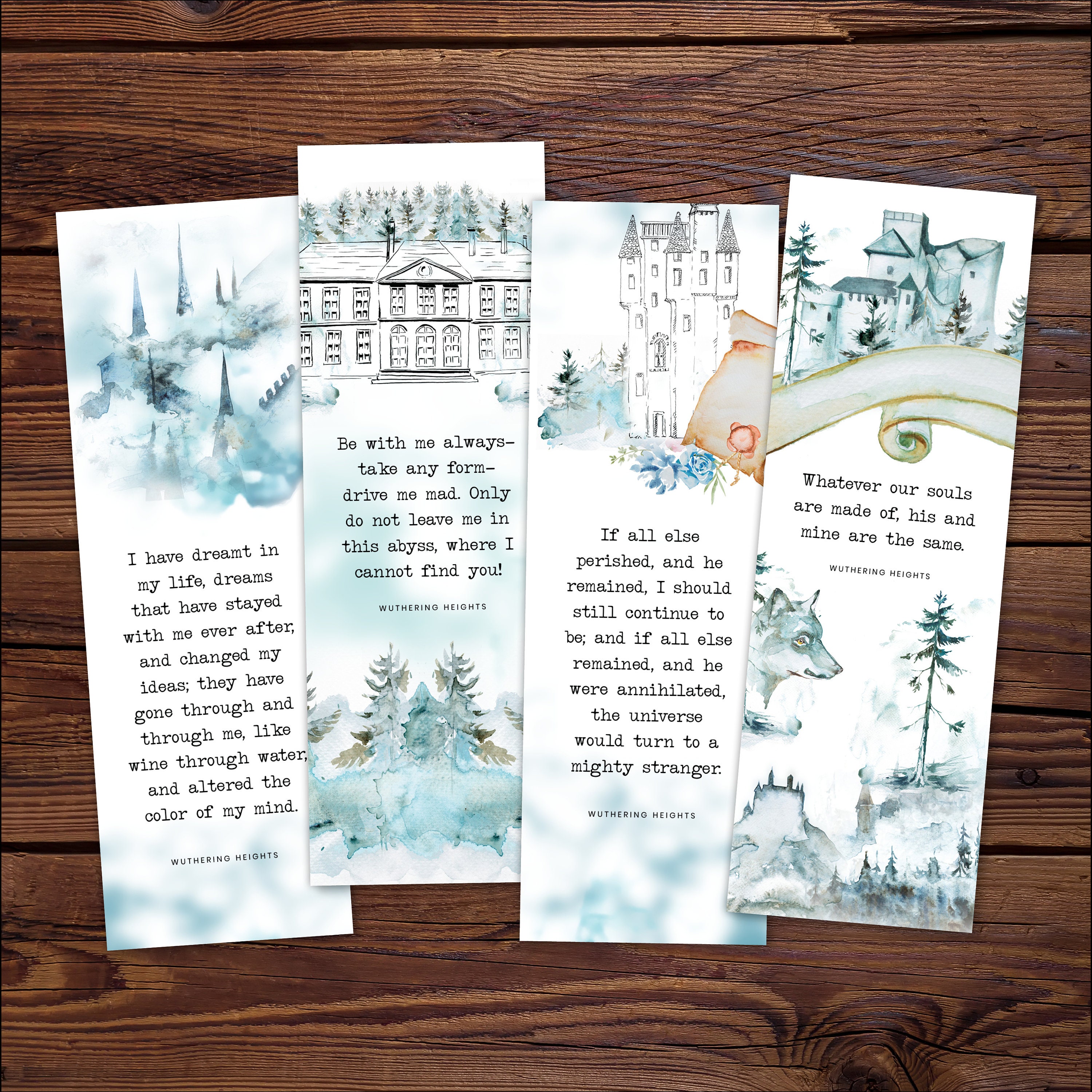 Wuthering Heights Printable Bookmarks, Literary Bookmarks With Quotes ...