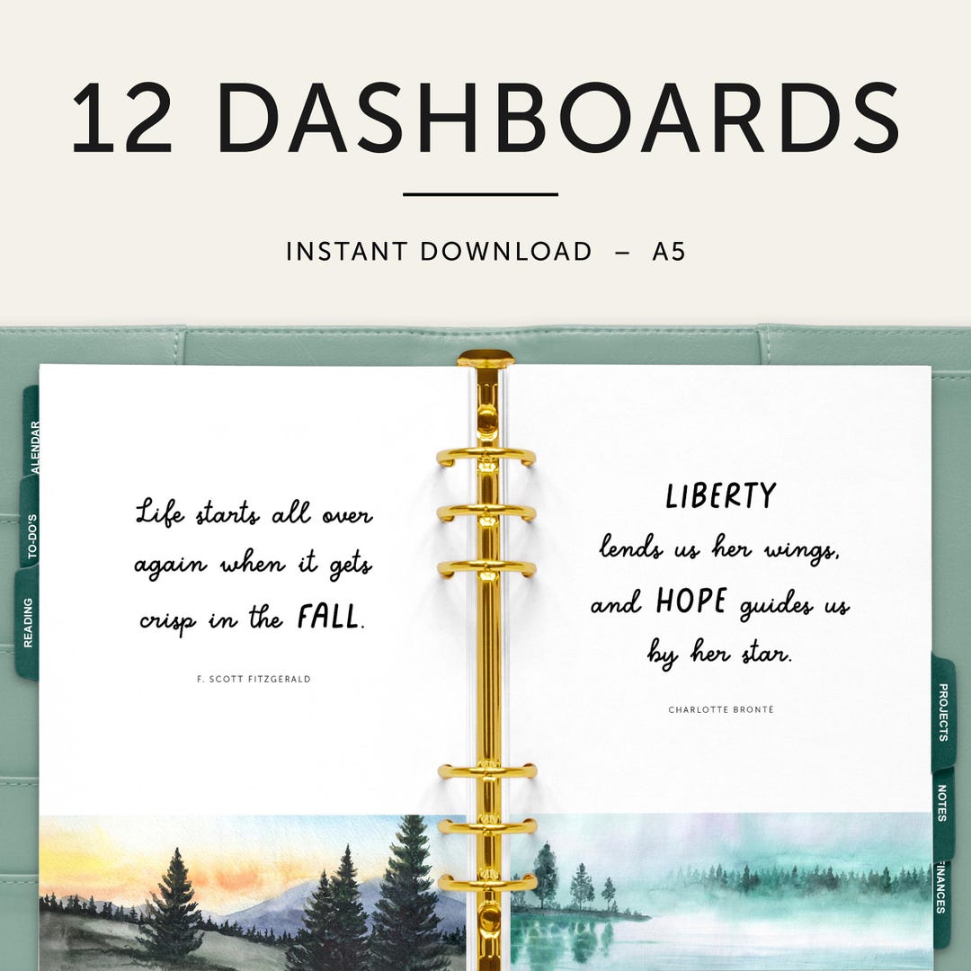 Planner Dashboard With Literature Quotes, Planner Pages, Planner ...