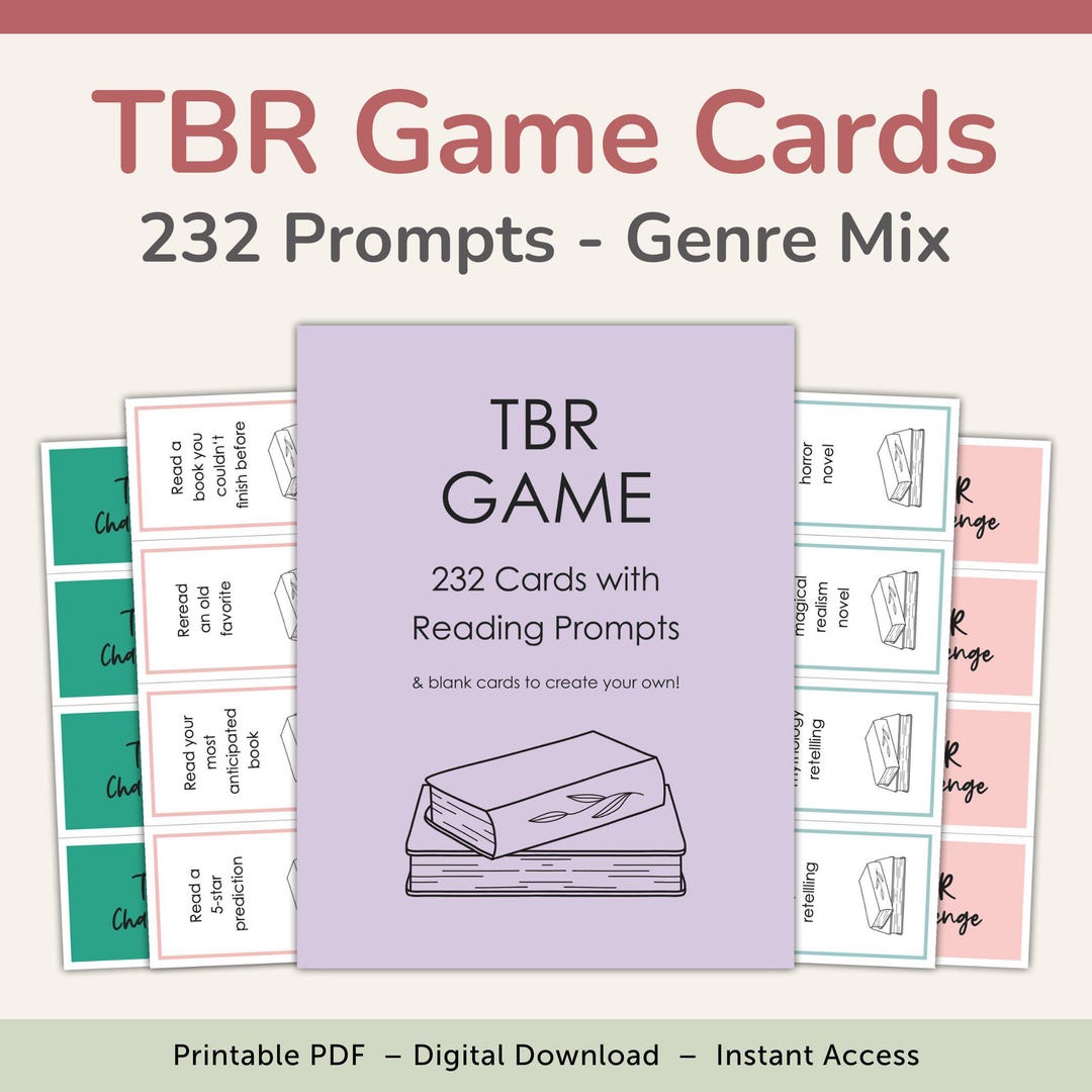 TBR Game, Printable Reading Prompts Cards, What to Read Next, PDF ...