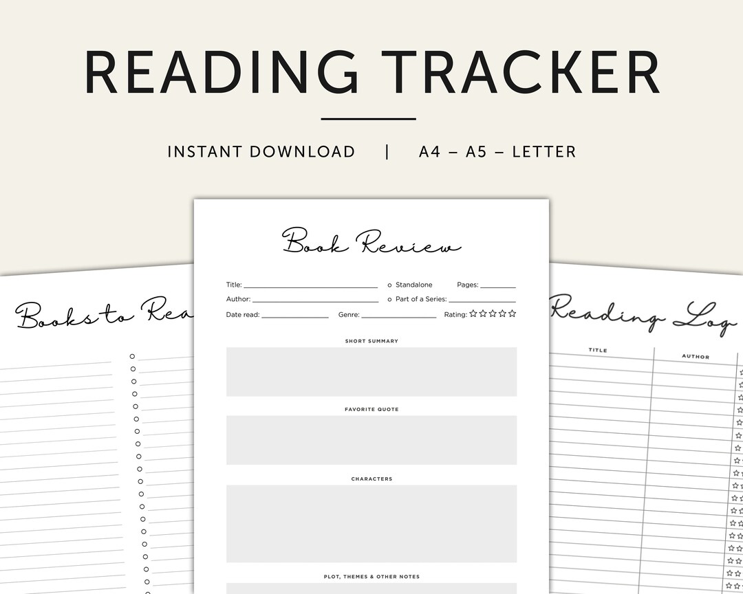 Reading Journal Printable Books to Read Book Diary Reading Tracker ...