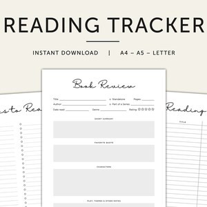 Reading Journal Printable Books to Read Book Diary Reading Tracker ...