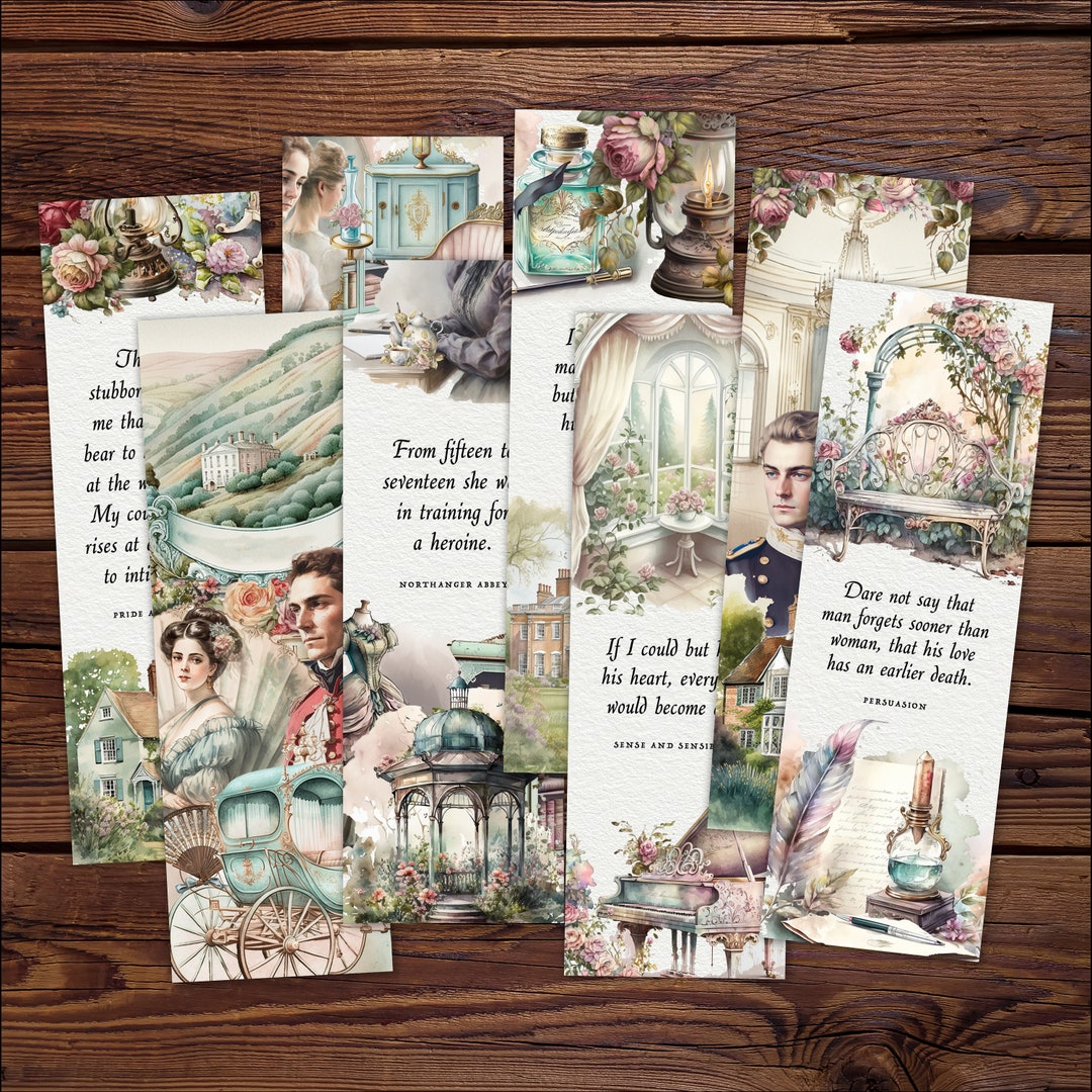 Jane Austen Bookmarks With Quotes, Printable Jane Austen Gifts ...