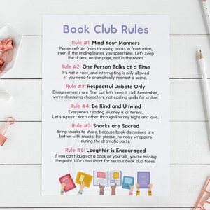 Book Club Rules Printable, Funny Book Club Gift, PDF DOWNLOAD - Etsy