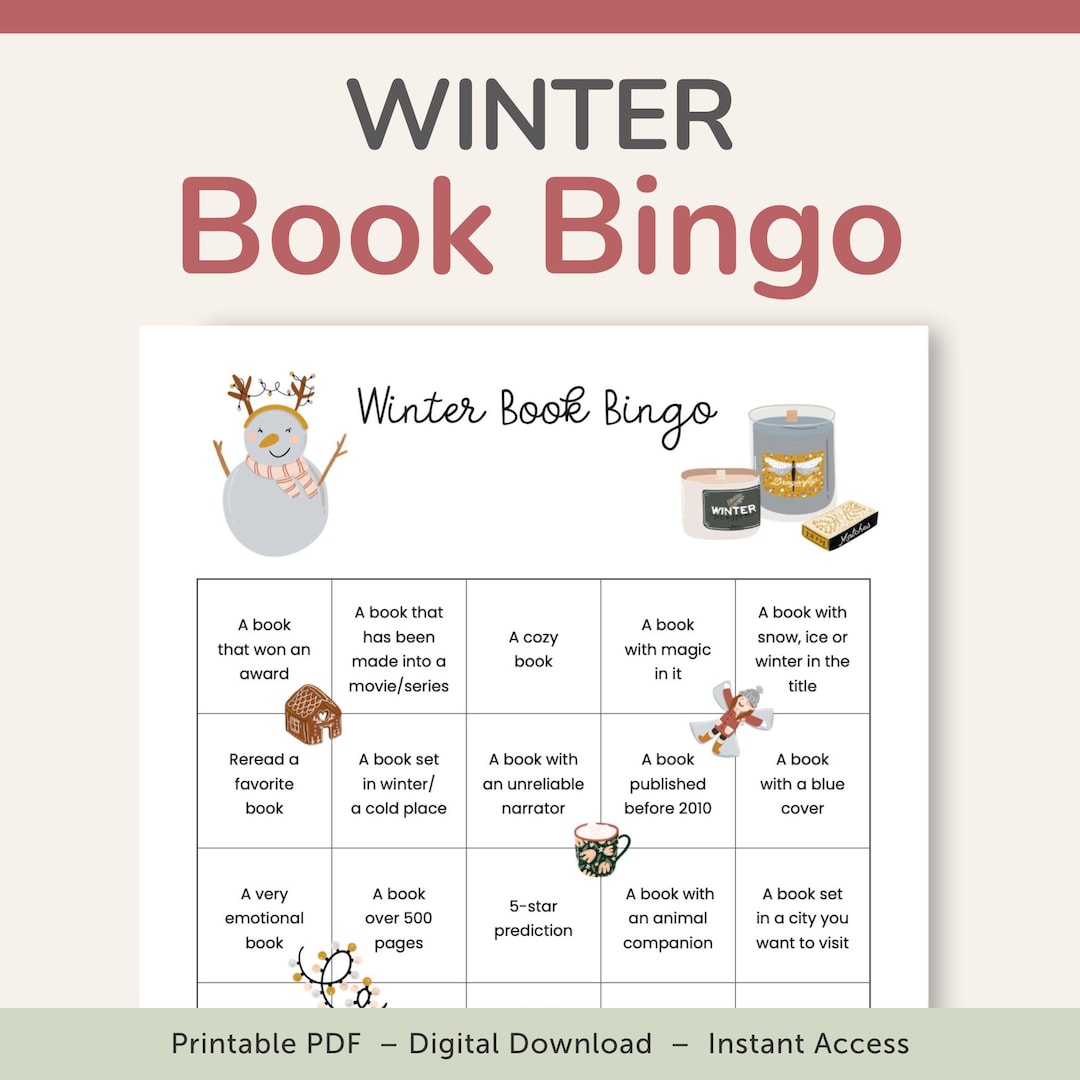 Winter Book Bingo Printable, TBR Game, Reading Prompts, What to Read ...