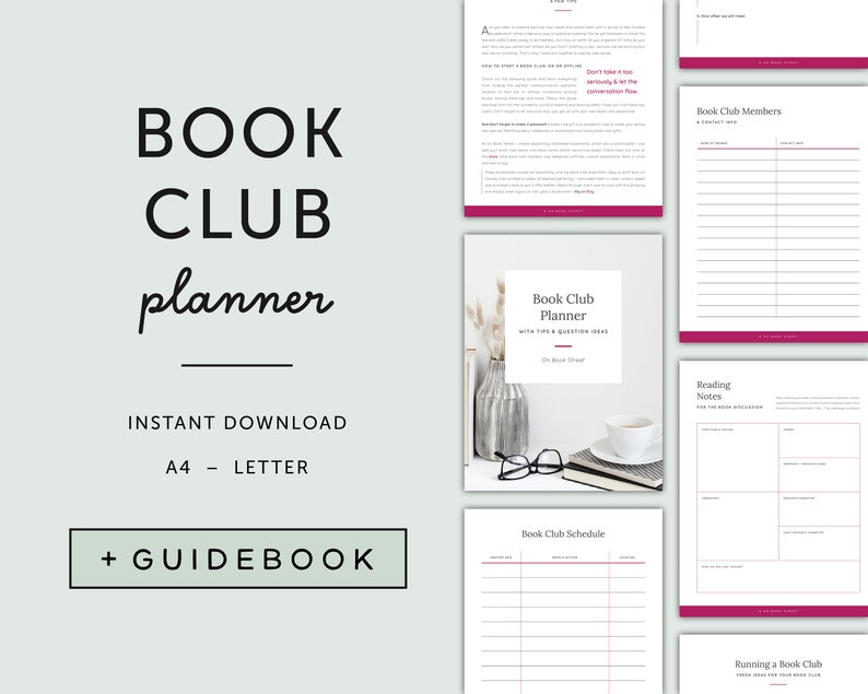 Book Club Planner Reading Group Printable Book Club - Etsy