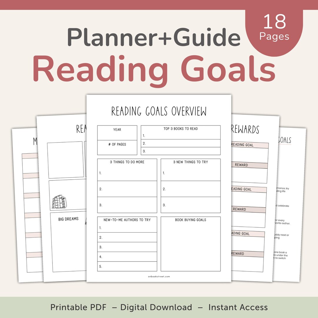 Reading Goals Planner Printable + Guide and Ideas for Setting Book ...