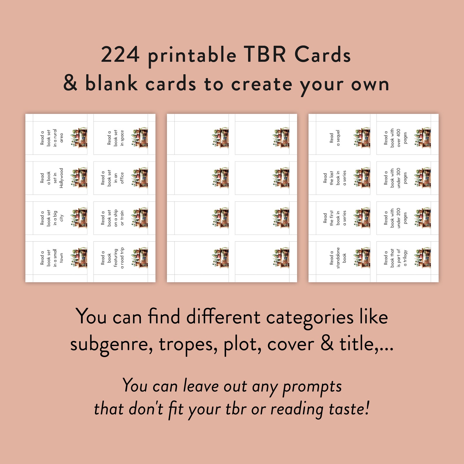 TBR Game Printable Cards With Reading Prompts Bookshelf - Etsy