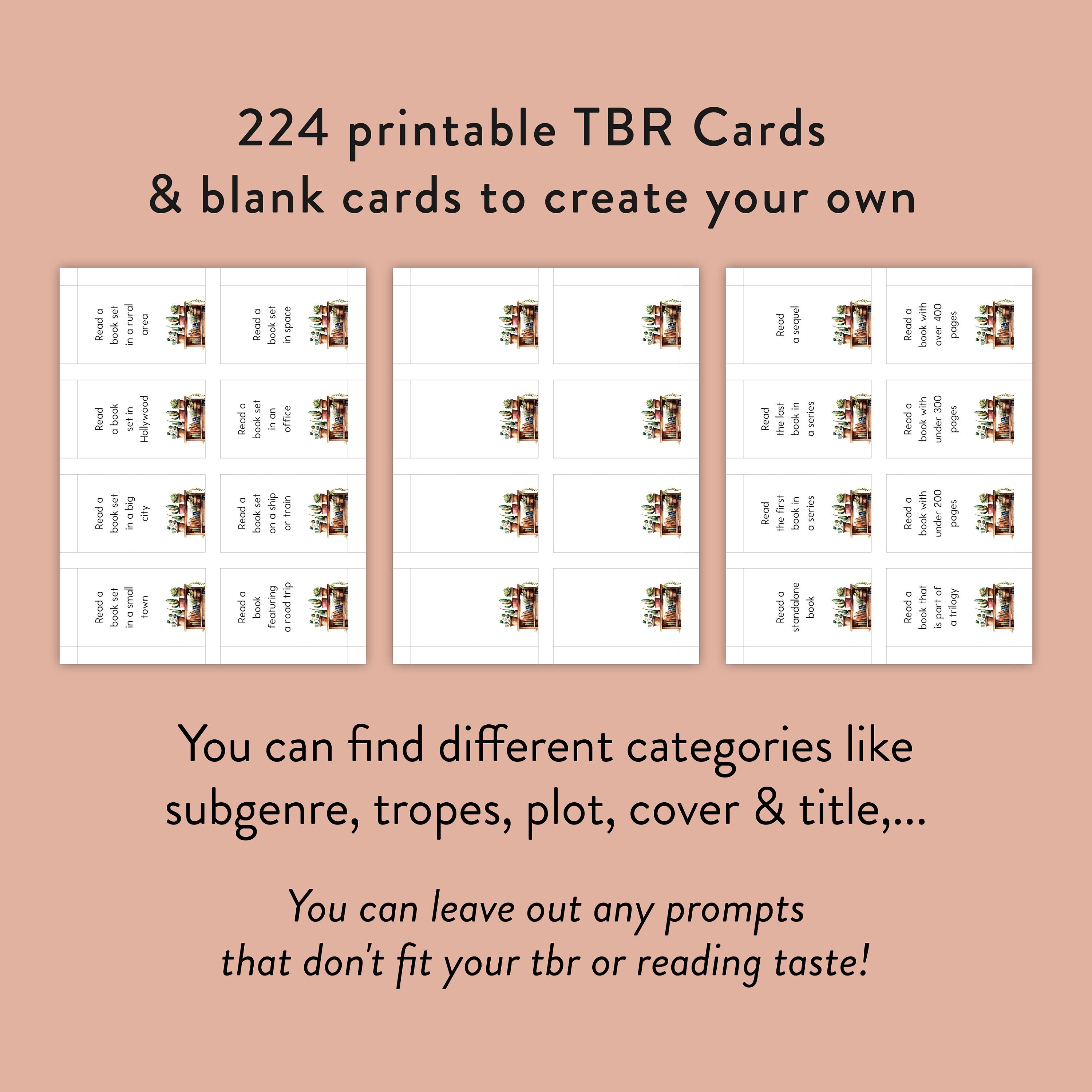 TBR Game Printable Cards With Reading Prompts Bookshelf - Etsy