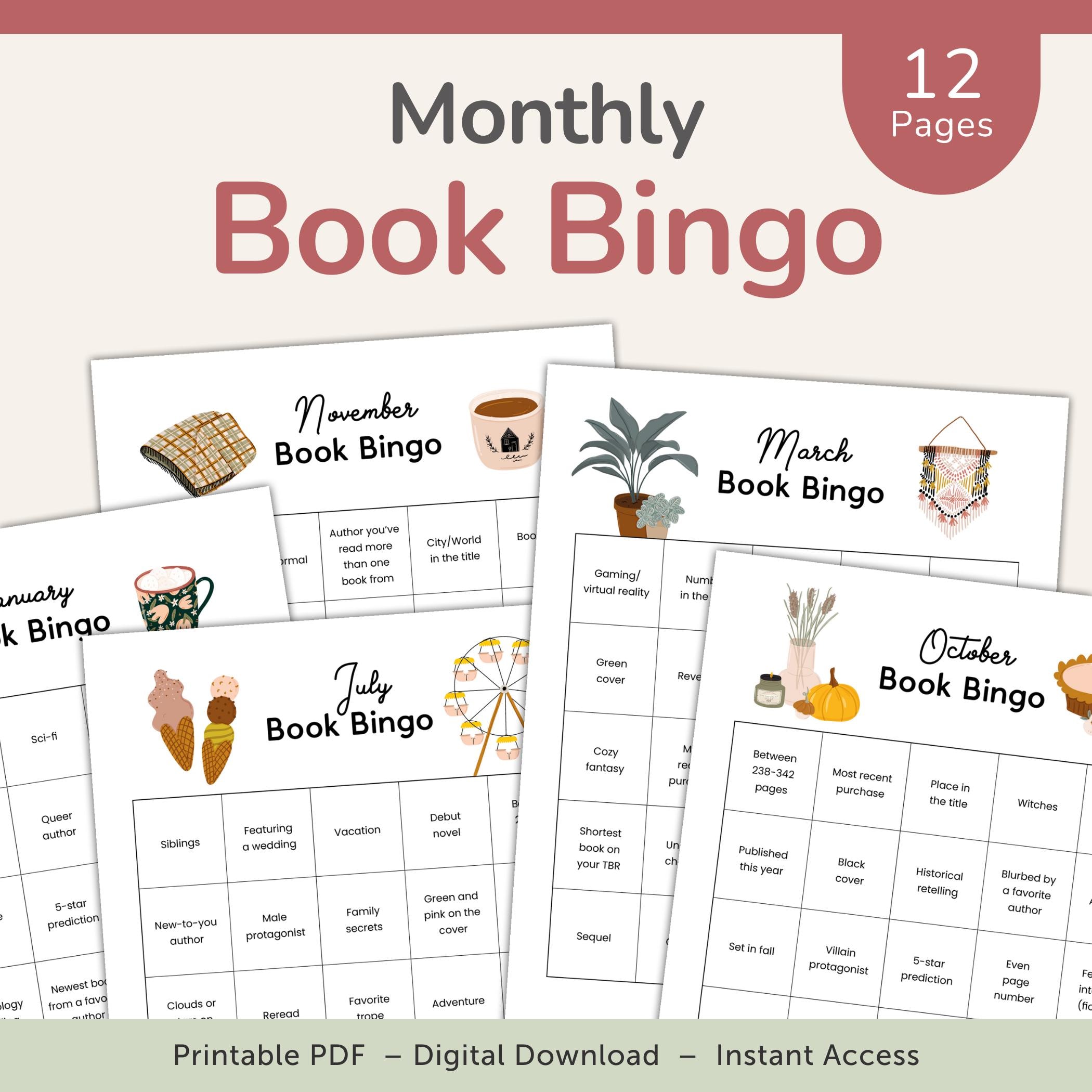 Monthly Book Bingo Printable, TBR Game With Reading Prompts, What to ...