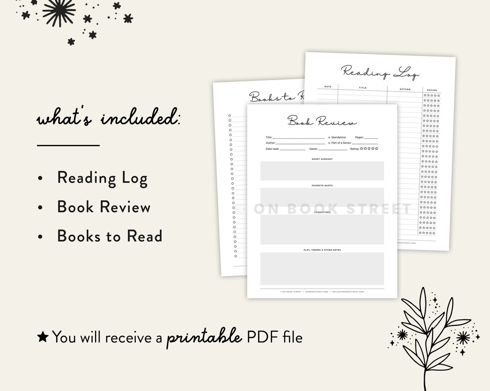 Reading Journal Printable Books to Read Book Diary Reading | Etsy